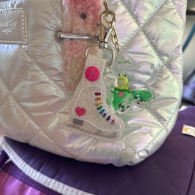 Skate Coach Bag Tag Snap Key Fob Key Chain, Embroidered Vinyl in Your ...