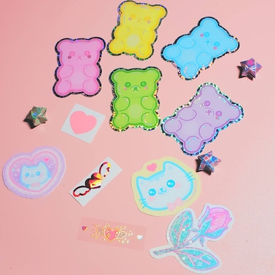 Gummy Bears Glitter Holographic Sticker Pack - Etsy