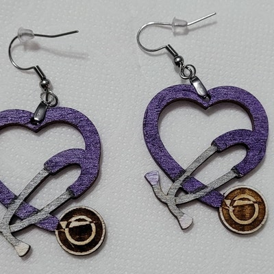 Nurse Earrings SVG Nursing SVG Laser File Stethoscope Heart SVG Nurse ...