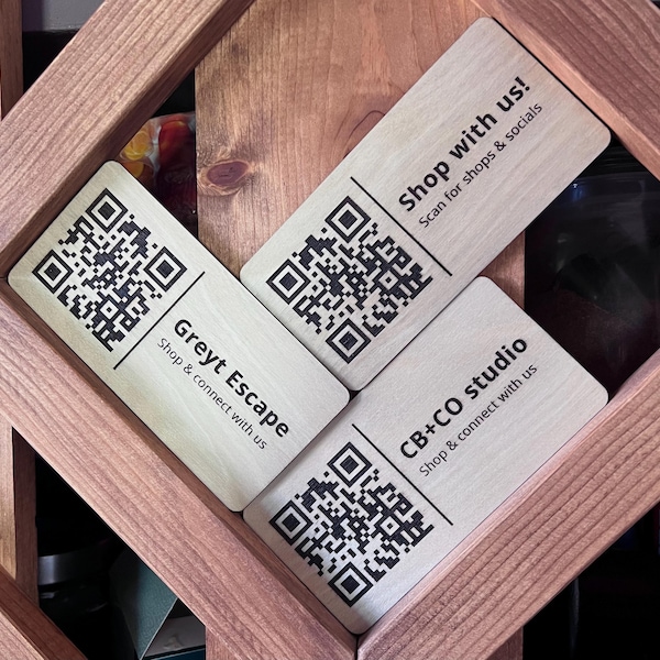 QR Code Sign for Business | Wooden QR Code Table Sign | Logo QR Sign ...