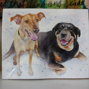 Original Hand Portrait Custom Two Dogs Portrait Double Pet Portrait ...