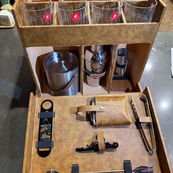 Leather Elegant Bar Accessories Tool | Portable Leatherette Briefcase ...