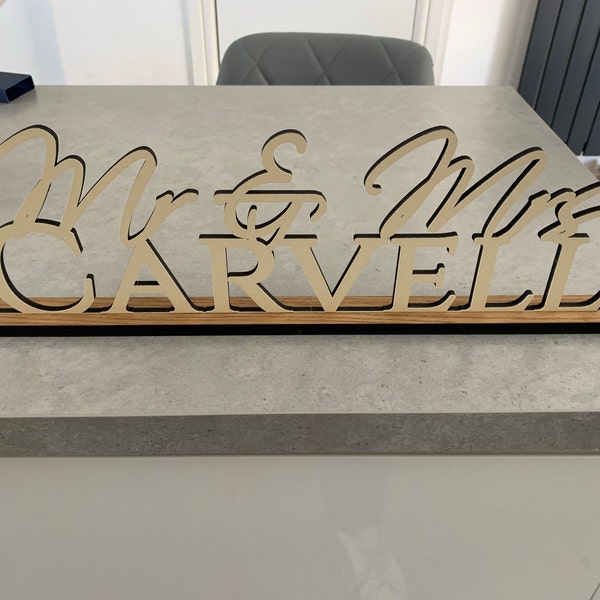 Personalised Wedding Name Sign With Stand – Custom Mr & Mrs Top Table ...