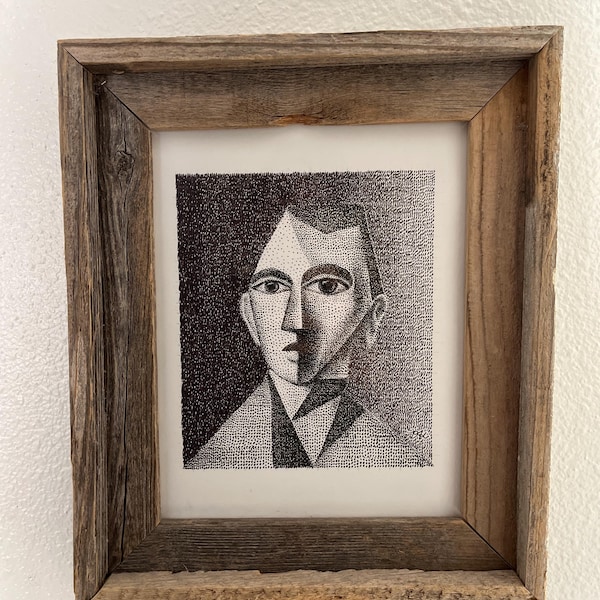 Upsidedown Face Stipple Portrait, Original Ink Drawing, Unique Abstract ...