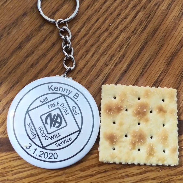 Personalized NA Keychain - Recovery Themed Button-style Keychains ...