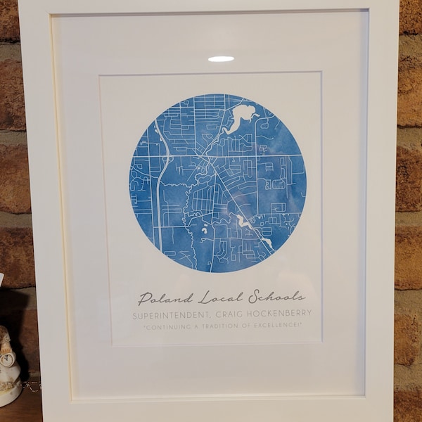 Personalized School Map, Teacher Gifts, Watercolor Print, Custom Map ...