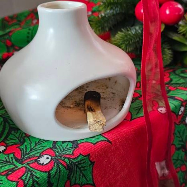 Gray Ceramic Palo Santo Smudge Burner, Artisan Holly Wood Incense ...