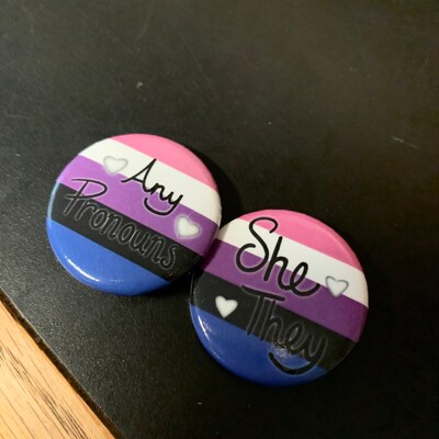 Genderfluid Pride Flag Pronoun Pin Back Button They/them She/him She ...