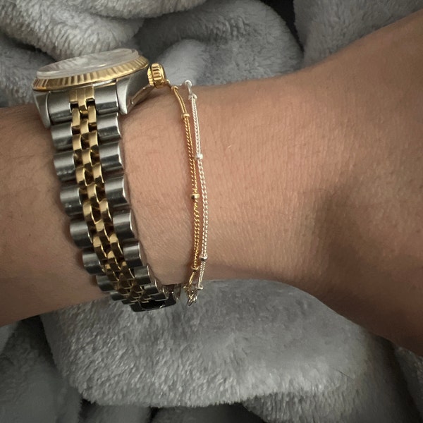 EVE Bracelet • Beaded Chain Bracelet • Delicate Bracelet, Minimal ...