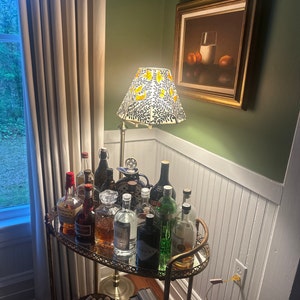 Large Floor Lamp Shade in Multi Colour Floral Pattern Handmade Leather ...