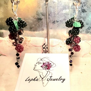 Berry Statement Earrings With Blackberries Botanical - Etsy