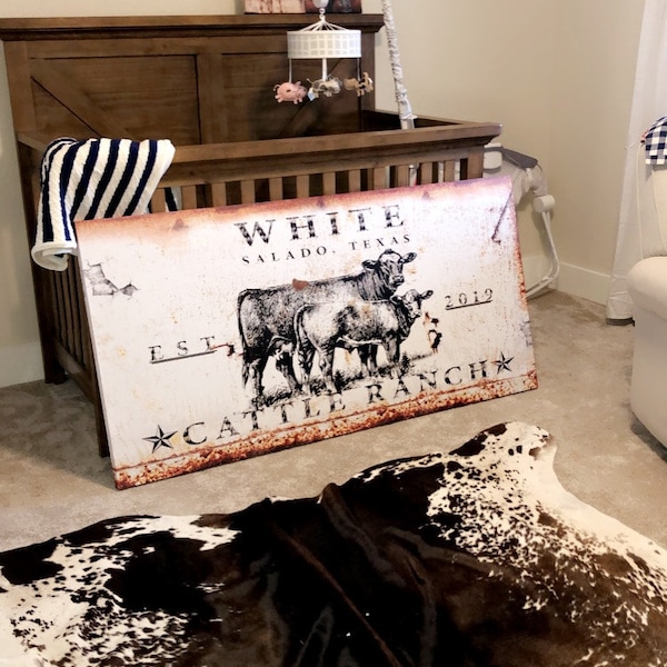 Rustic Cattle Ranch Sign Established Personalized Farmhouse Wall Art ...