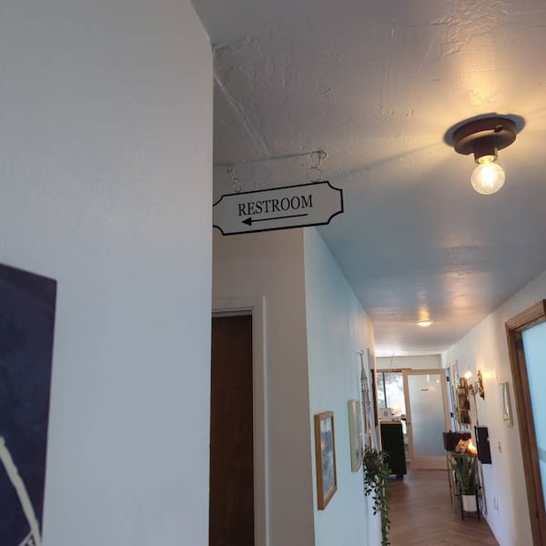 Bathroom Street Sign Double Sided Restroom Sign With Arrow Farmhouse ...