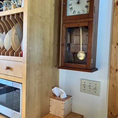 Solid Cherry Top Solid Tiger Maple Sides Cherry Splines Handmade Tissue Box Cover Holder ...