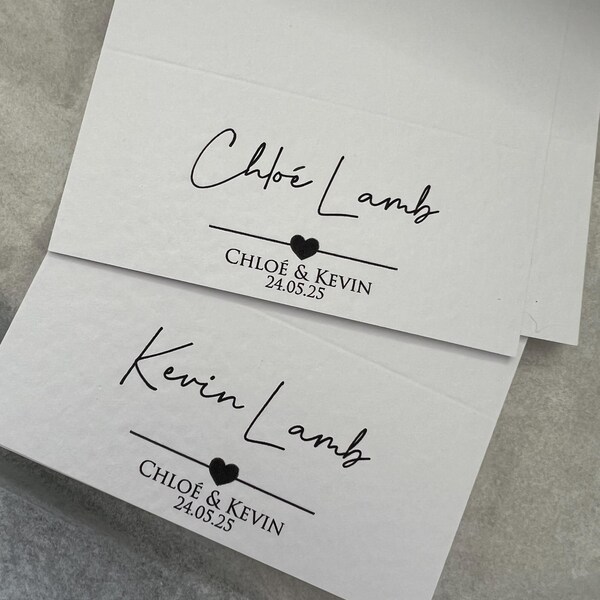 Custom Folded Place Cards With Different Fonts Folded Wedding Seating ...