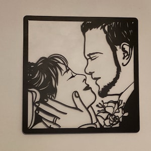 Custom Metal Portrait, Family Portrait Drawn Laser Cutting From Iron ...