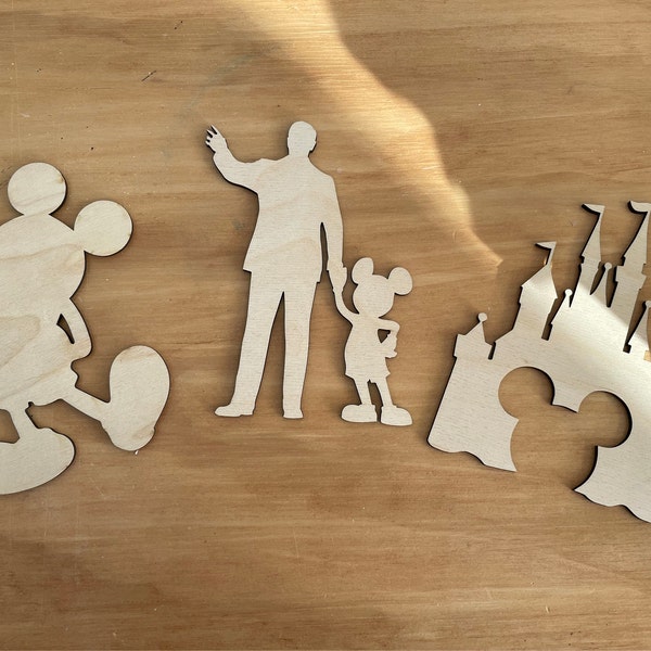 Mickey Mouse Wooden Cutout Shape, Wooden Mickey Mouse for Crafts ...