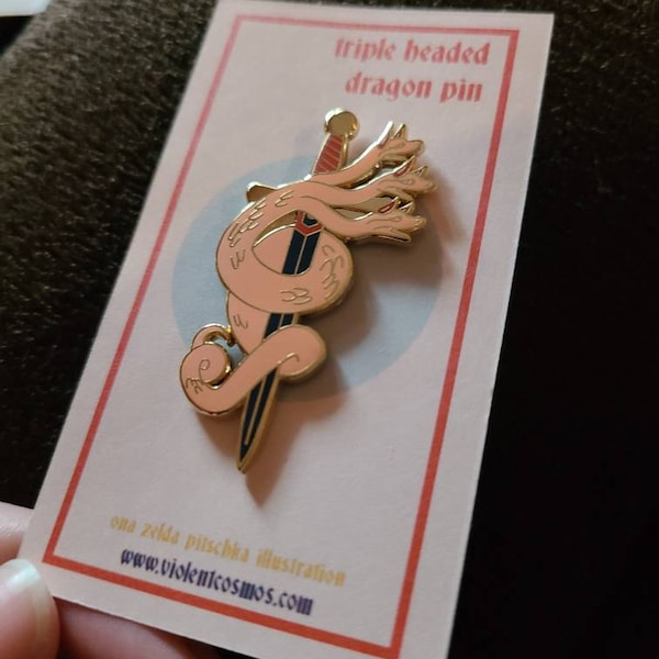 Triple Headed Dragon Dagger Pin - Etsy