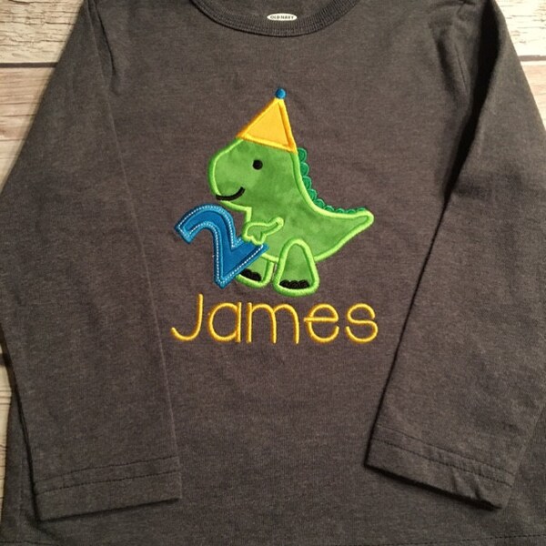 Dino Birthday Applique Design #2 - Dinosaur Applique Design - Birthday ...