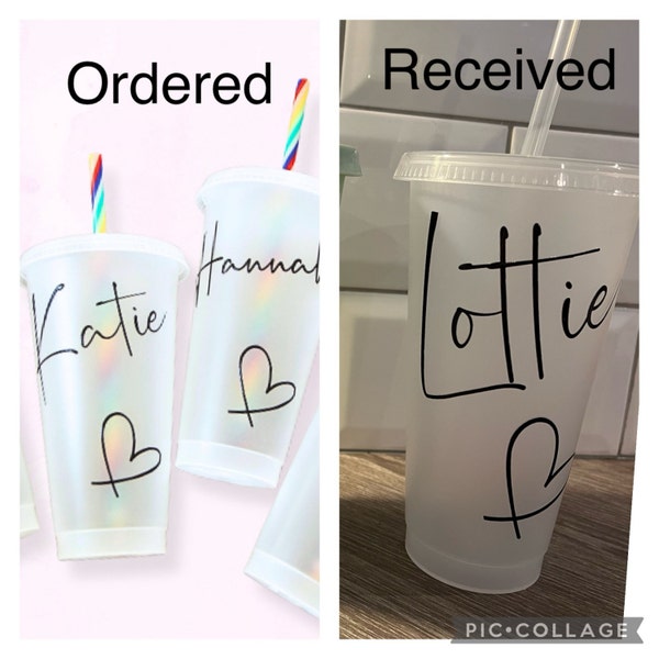 Personalised Cold Cup With Straw, Starbucks Inspired, Rainbow Cold Cup ...