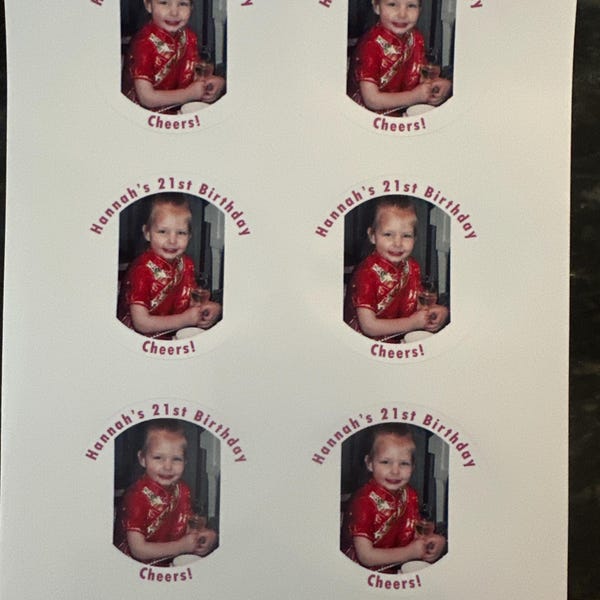 Custom 21st Photo Stickers, Twenty First Birthday Sticker, Personalized ...