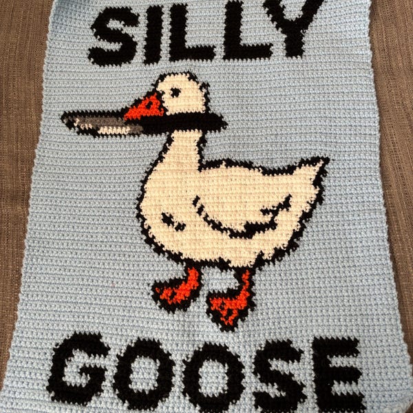 Silly Goose Crochet Tapestry Pattern – Funny Goose With Knife – Digital ...