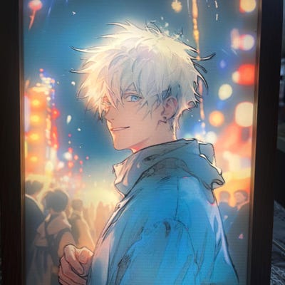 JJK Gojo Anime Light Frame Box Painting Decor - Etsy