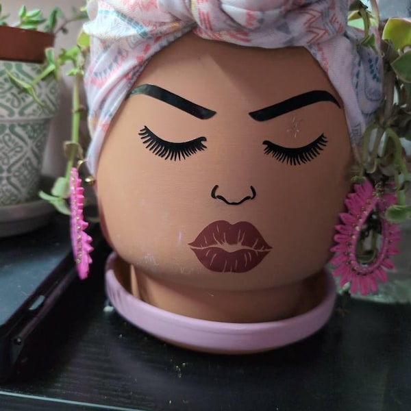 Vinyl Decal: Flower Pot Face (design CP01) / Fishbowl DIY / Clay Pot ...