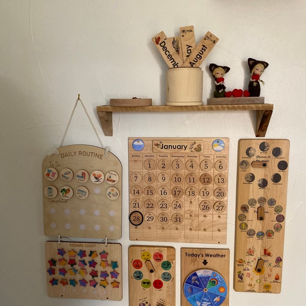 Personalized Wooden Daily Routine Chart, Visual Schedule, Kids Chore ...