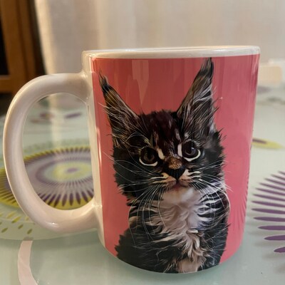Custom Cat Mug Cat Portrait Mug Customized Pet Mug Cat Mom - Etsy