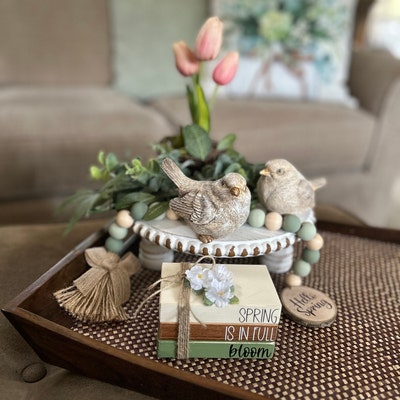 Spring Mini Wood Book Stack/tier Tray Decor/spring Decor/ Wood Books ...