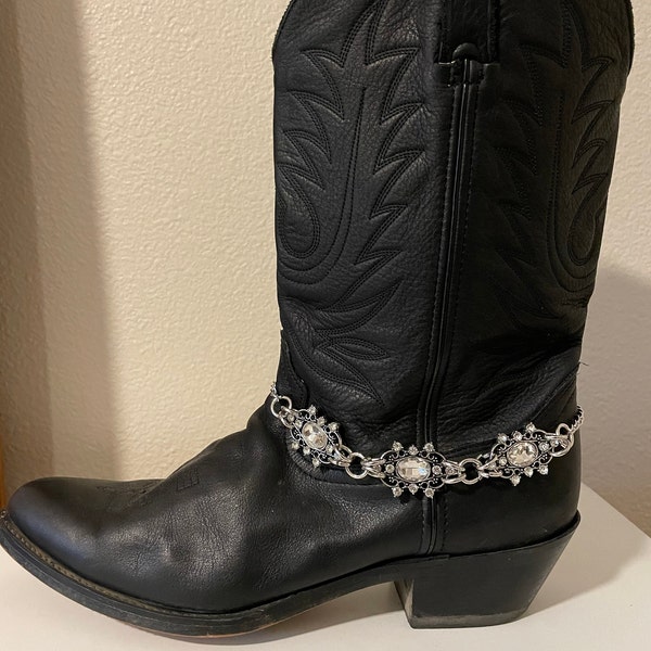 Boho Turquoise and Silver Fancy Scrolled Boot Jewelry Cowboy Boot ...