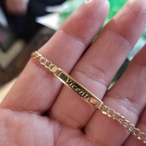 10k Solid Gold Figaro Cuban Link Baby ID Bracelet, Pave Cuban Bracelet ...