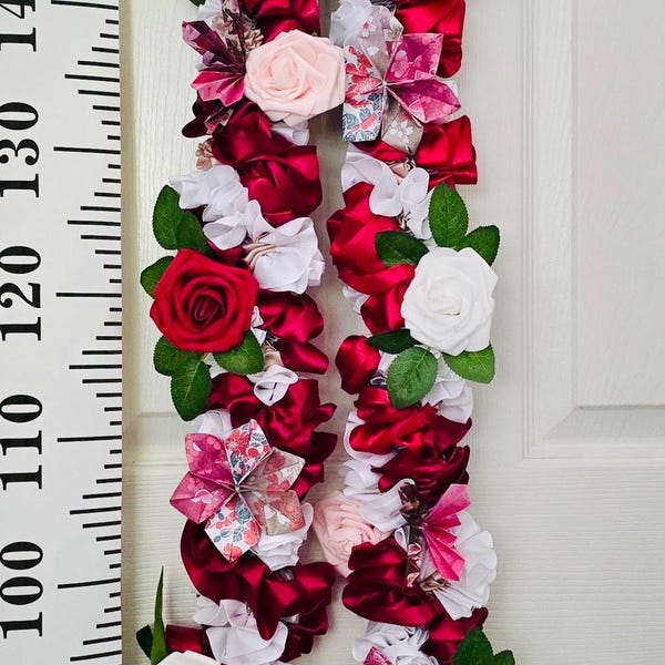School Color Graduation Celebration Rose Hawaiian Ribbon Lei - Etsy