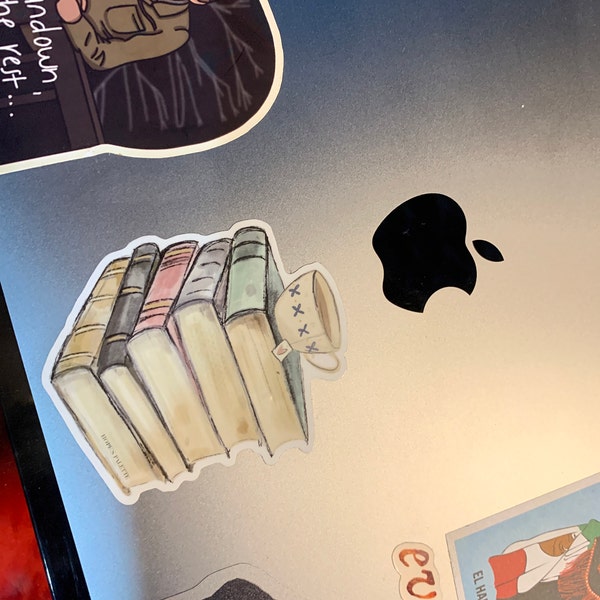 Book Stack With Tea Sticker, Vintage Book Sticker, Tea Sticker ...