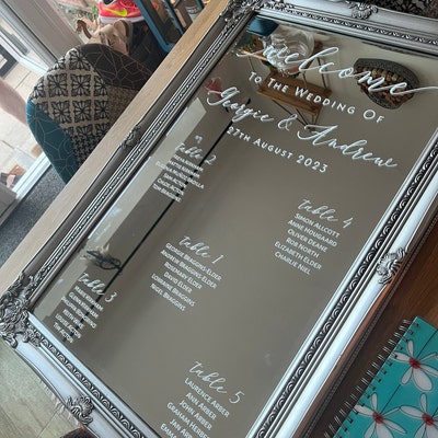 Mirror Table Plan/ Wedding Table Plan / Mirror Seating Plan/ Wedding ...