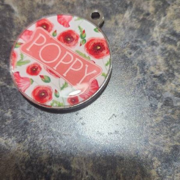 Poppy Dog Tag, Flower Pet Tag, Dog Name Tag | Personalised Pet Tag - Etsy