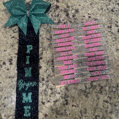 Pin Me Cheer Ribbon Neon Pink Pin Me Bow Clip Cheer Pins Cheer Bow Bag ...