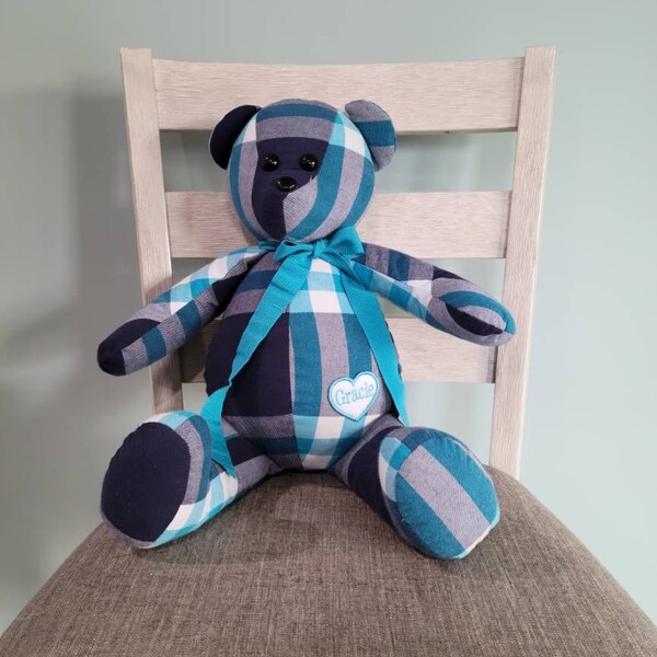 Memory Bear, 18" Handmade Keepsake Bear, Stuffed Teddy Bear, Baby ...