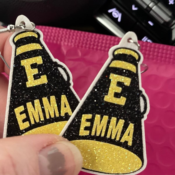 Custom Cheer Earrings Megaphone Earrings - Etsy