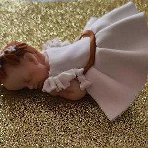 Baby Fimo Girl in Christening Dress and Her Flowers. - Etsy