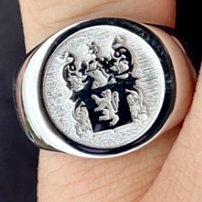 Personalized Family Signet Picture Rings Sterling Silver 925 Signet ...