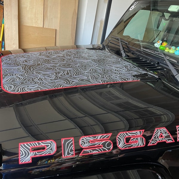 Custom Topographical Map Lettering Sticker Decal for Hood With an ...