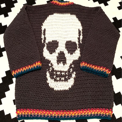 Crochet Skull Cardigan Pattern Crochet Sweater Pattern - Etsy