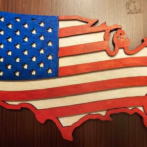 DIGITAL FILE American Flag USA Home Sign, Laser Cut File, Glowforge ...