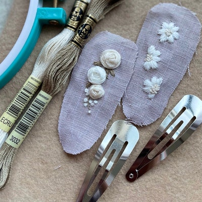 Hair Clips Embroidery Pattern Video Tutorial, Beginner Embroidery PDF ...