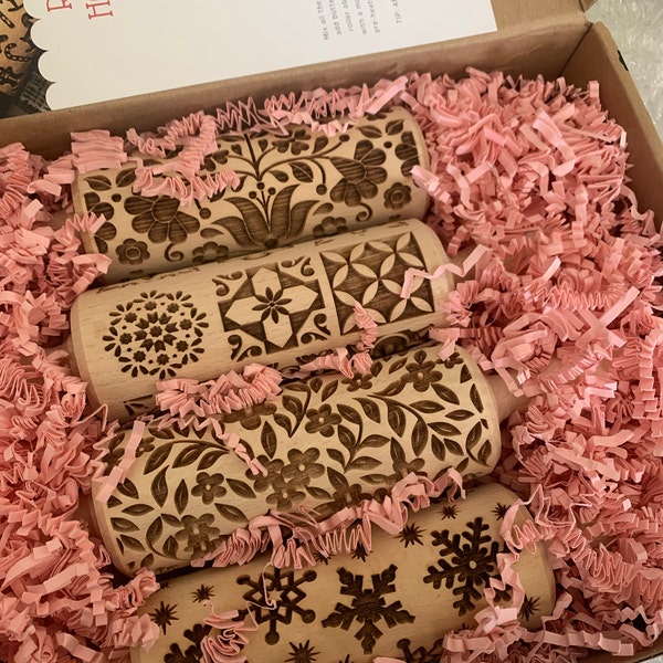 SET of 4 Small ROLLING Pins Christmas Set, FREE Worldwide Shipping With ...