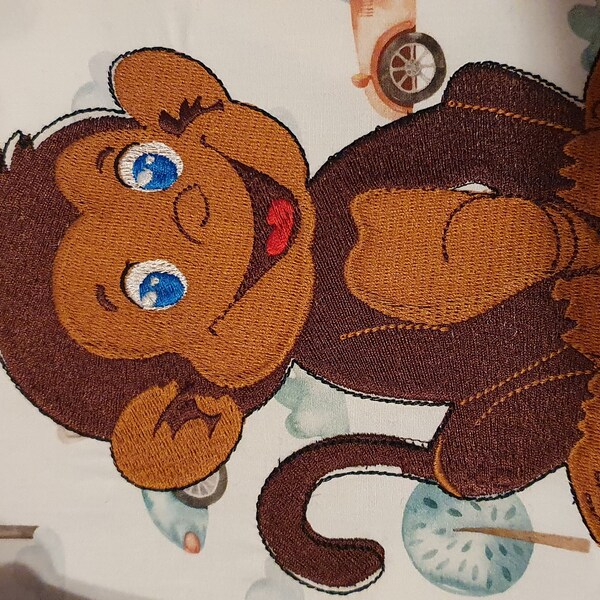 Cute Monkey Embroidery Design, Monkey Embroidery Design, Animal ...