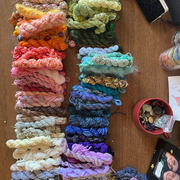 Art Yarn Skein, Gift for Knitters, Saori Weaving, One of a Kind, Hand ...
