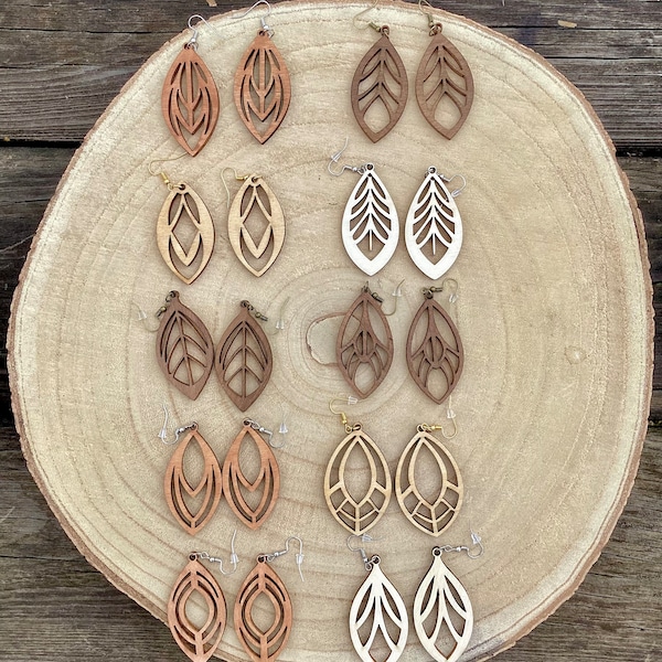 10 Elegant Wooden Earring Templates Bundle | Laser Cut Dangle Designs ...